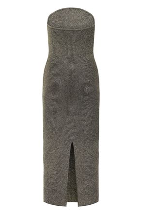 Khaite Womens Fitted Dress With Lurex Details Gold Polyamide