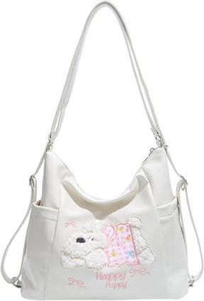 Generic Sac &agrave; provisions en cuir synth&eacute;tique - Grand sac &agrave; bandouli&egrave;re - Sac &agrave; bandouli&egrave;re - Sac &agrave; dos pour femme - Pour les trajets, Blanc