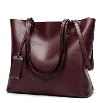 Generic Sac &agrave; main extra large et sac &agrave; main pour femme avec poign&eacute;e sur le dessus, sac fourre-tout tendance en cuir avec fermeture &eacute;clair, marron, Extra Larg