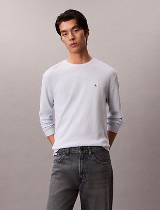 Calvin Klein Langarm-t-shirt Mit Waffelstruktur - Dark Sapphire - Herren - XXL