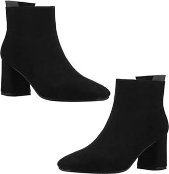Hemoton Bottines &agrave; Talon Moyen &Eacute;pais Femme Bottines Courtes &agrave; Bout Carr&eacute; Automne Confortables et Durables
