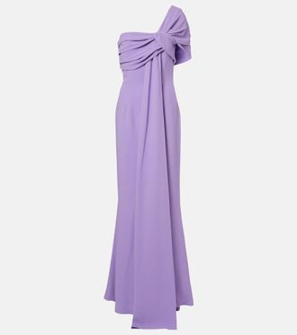 Elie Saab Robe asym&eacute;trique en cady de soie m&eacute;lang&eacute;e