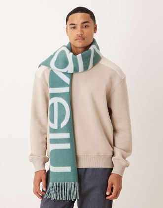 Calvin Klein Jeans Calvin Klein - Écharpe en laine brossée à grand logo - Vert menthe