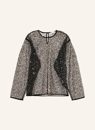 Sams&oslash;e & Sams&oslash;e Sams&oslash;e Sams&oslash;e Blusenshirt Samally Aus Mesh Mit Schmuckperlen Und Pailletten schwarz
