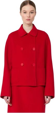 Max Mara Femme, Vestes, Rouge, Taille: 38 FR Veste Courte Crois&eacute;e &agrave; Col Rond
