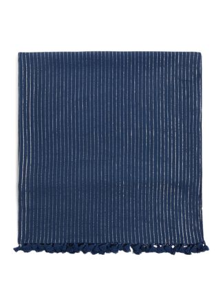 Saison 1865 Schal aus Baumwolle und Metallfäden - Blau