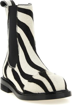 Moschino Zebra Print Pony Hair Ankle Boot - Black