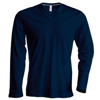 Kariban Herren Langarmshirt mit V-Ausschnitt bis Gr&ouml;&szlig;e 4XL / Navy, XL
