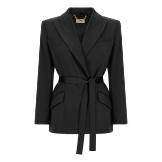 Elisabetta Franchi Femme, Vestes, Noir, Taille: 42 FR Blazer peignoir &agrave; double boutonnage