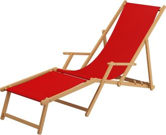 Erst-Holz Gartenliege Liegestuhl rot Fußteil Deckchair Buche Sonnenliege Strandliege klappbar 10-308 N F