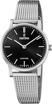 Festina Montre festina Swiss Made Noir, Bracelet en Acier, Femme