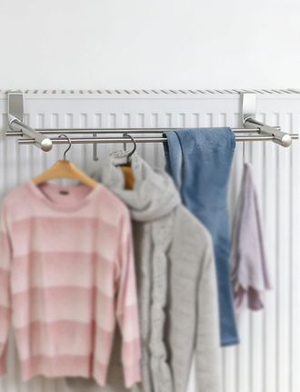 Generic Vielseitiges Regal &uuml;ber dem Heizk&ouml;rper und doppelter W&auml;schest&auml;nder, kein Stanzen for den Einsatz im Home-Office und in Mehreren R&auml;umen(Double bar,100c