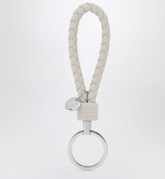 Bottega Veneta White Intrecciato leather key ring