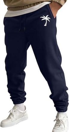 Generic Pantalon de surv&ecirc;tement pour homme - Jambe droite - Bas ferm&eacute; - Pantalon de sport d&eacute;contract&eacute; - Imprim&eacute; - Taille &eacute;lastique - Pantalon de jogging avec 