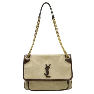 Saint Laurent Sac bandouli&egrave;re en toile Pre-owned - Femme - Pre-owned - Beige - Taille: ONE Size