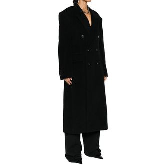 Balenciaga Womens Black Cashmere Coat Clothing