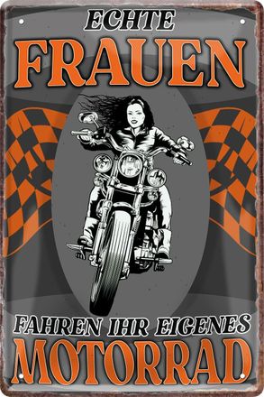 Generic Blechschild Echte Frauen fahren ihr eigenes Motorrad 20x30cm Geschenk Lustige Sprüche Feier Vintage Retro Geburtstag Deko Party Überraschung Fan Mecha