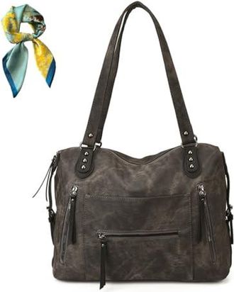 Generic Slouchy Shoulder Bag for Women Ladies,Large Capacity PU Leather Vintage Tote Bags,Underarm Hobo Handbag Purse Travel (Black)