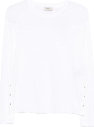 Herno Femme, Tops, Blanc, Taille: 38 FR T-shirt &agrave; manches raglan et fentes boutonn&eacute;es