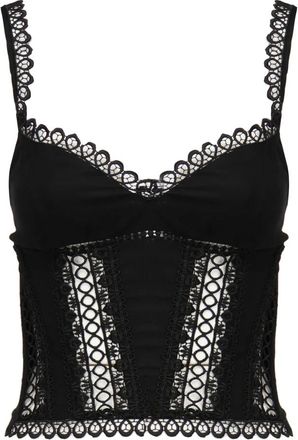 Charo Ruiz Ibiza Femme, Tops, Noir, Taille: 36 FR Haut Guipure Floral Noir