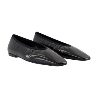 Toteme Crocodile-Embossed Calfskin Ballerinas - Black