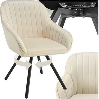 TecTake Chaise pivotante de Salle à Manger Moderne Fauteuil Salon Velours Chaise Ergonomique Rembourrée Confortable Chaise Design Meuble Salon pour Salle à Ma