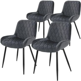 ML Design 4er Set Esszimmerst&uuml;hle Esszimmerstuhl mit R&uuml;cken- und Armlehnen, Anthrazit, Samt Sitzfl&auml;che, Metallbeine, K&uuml;chenst&uuml;hle K&uuml;chenstuhl Wohnzimmerst&uuml;hle
