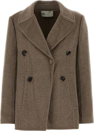 Tory Burch Femme, Vestes, Beige, Taille: 38 FR Caban crois&eacute; en laine m&eacute;lang&eacute;e