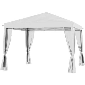 OUTSUNNY Tonnelle pop-up 2,95L x 2,95l x 2,6H m - 4 moustiquaires - Toile polyester Oxford 420D - Montage rapide pour &eacute;v&eacute;nements ext&eacute;rieurs