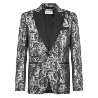 Philipp Plein Blazer All-Over Plein Dollars - - Jackets - Herren - Schwarzk - XL