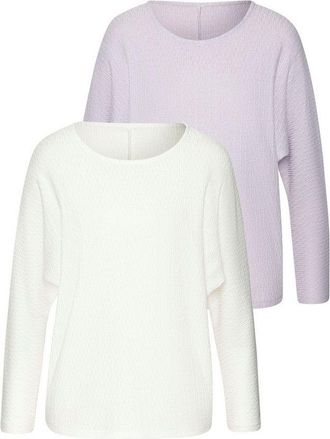 Vivance Langarmshirt in modischer Struktur-Optik (2er-Pack) aus pflegeleichter Strickqualität mit Viskose