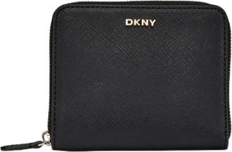 DKNY Womens VELITA-SMALL Zip Around Billfold, Black and Gold