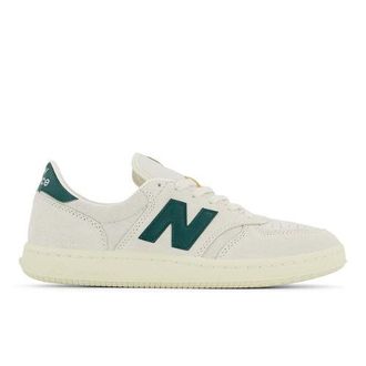 New Balance Unisexe T500 en Blanc/Vert/Beige, Cuir, Taille 38.5 Large