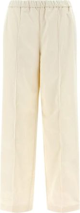 Fabiana Filippi Femme, Pantalons, Beige, Taille: 42 FR Pantalon Droit en Gabardine de Coton