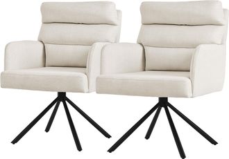 ML Design ML-Design Esszimmerstühle drehbar 2er Set, Beige, Wohnzimmerstühle mit Arm- und Rückenlehne, Drehstühle Auto-Position, Polsterstühle mit Polyesterbezu