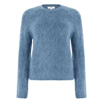 Vince Pullover aus geb&uuml;rsteter Alpaka-Mischung mit Rundhalsausschnitt - - Knitwear - Damen - Blau - L