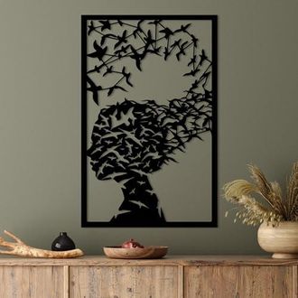 Hanah Home Stylish Black Decorative Metal Wall Accessory, 45 x 70 cm | 100% Metal, 1.5 mm Thick | Easy Wall Mounting, Perfect for Modern Home Decor