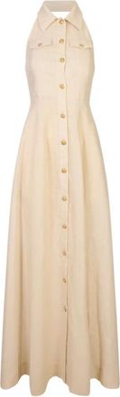 Alice & Olivia Femme, Robes, Blanc, Taille: 32 FR Kendall Linen Maxi Dress