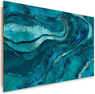 Feeby 1-teilig Wandbild XXL 120x80 cm Türkis Marmor Textur Wandbild Kunst Bilder Schlafzimmer Deko Wohnzimmer Muster Abstraktionen Blau