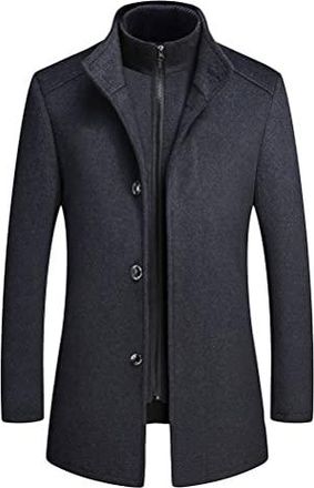 ORANDESIGNE Manteau en Laine Hiver Homme épais Coupe-Vent Longues Veste en Tweed Casual Affaires Chaud Outwear Slim Fit Trench Coat Parka Col Revers Détachables 2