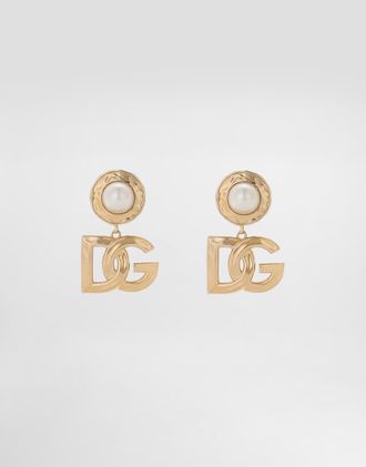 Dolce & Gabbana Ohrhänger Mit Cabochon Und Dg-logo - Frau Bijoux Gold Metall Onesize