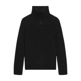 Courr&egrave;ges Femme, Pulls, Noir, Taille: 38 FR Pull &agrave; col roul&eacute; bouclette