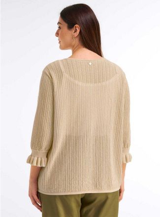 Sheego Strickjacke Strickjacke 3/4-Arm Ajour