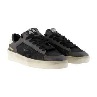 Golden Goose Mens Stardan Sneakers - Golden Goose Deluxe Brand Leather Dark Grey Calfskin Shoes