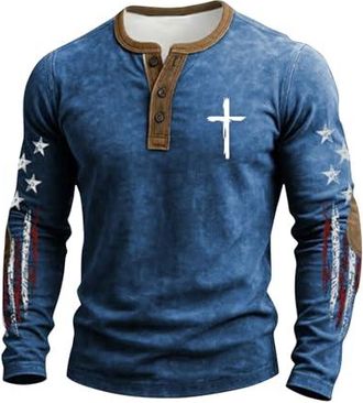 Generic Sweat-shirts pour homme avec imprim&eacute; croix, manches longues, demi-boutons, col en V, ample, doux, extensible, pour lint&eacute;rieur et lext&eacute;rieur, athl&eacute;tiqu