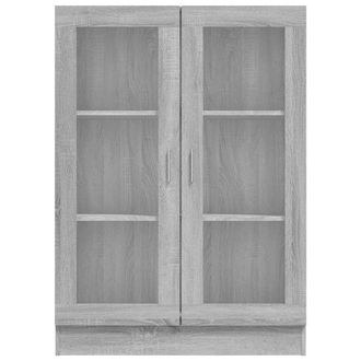 Generic Vitrine aus Eichenholz mit Glast&uuml;ren, Hoher Aufbewahrungsschrank mit Verstellbaren Regalen, Vitrine mit Holzmaserung f&uuml;r Wohnzimmer, Arbeitszimmer und