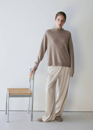 Mango Pull-over 100 % cachemire col montant beige - Femme - S - MANGO