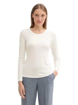 Tom Tailor Damen Basic Longsleeve, 10315 - Whisper White, XXXL