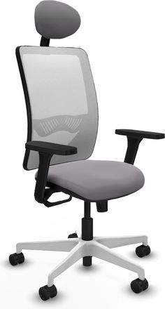 Piqueras y Crespo B&uuml;rostuhl mit Kopfst&uuml;tze Zulema mit 3D-Armlehnen, h&ouml;henverstellbarer Lendenwirbelst&uuml;tze und festem Kopfteil, ausgestattet mit 3 Positionen, Wei&szlig;/Grau