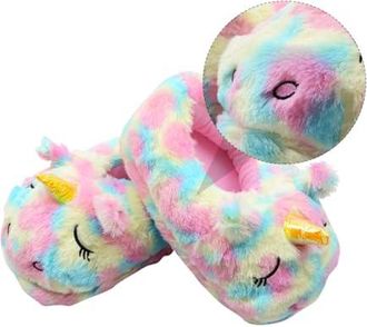 Beaupretty OATIPHO Pantoufles DInt&eacute;rieur pour Couples Licorne en Peluche PU Velours Iris&eacute; Antid&eacute;rapantes Chaudes Taille 26 CM Couleur Multicolore Chaussures DHiv